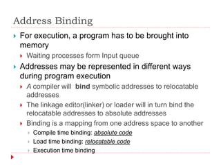 Main Memory Management in Operating System | PPTX
