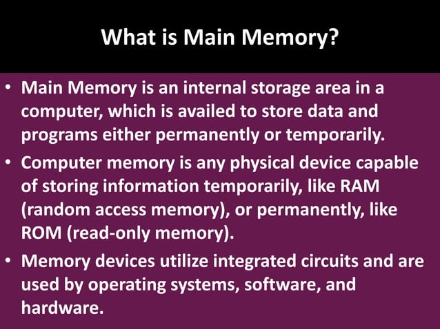 Main memory of computer .ppt