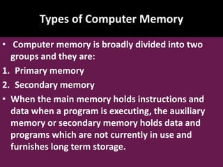Main memory of computer .ppt