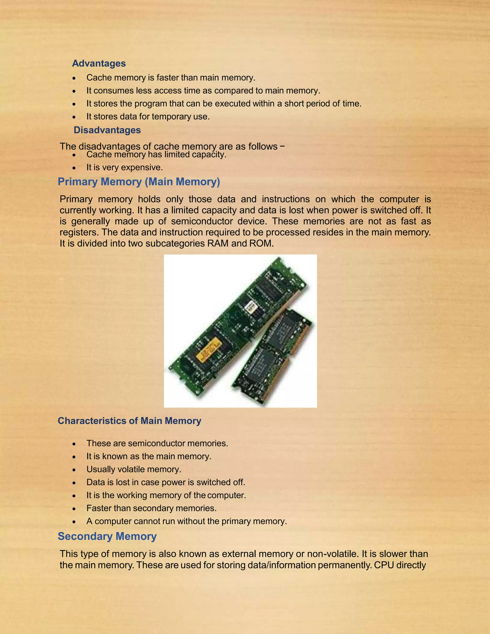 Main Memory RAM and ROM | PPTX | Data Storage and Warehousing | Computing