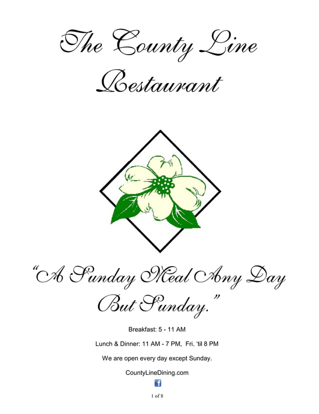 The County Line Lunch/Dinner Menu | PDF
