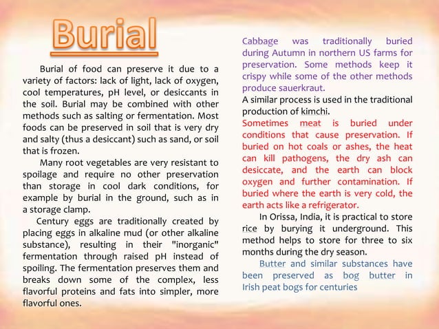 ANCIENT METHODS OF FOOD PRESERVATION | PPTX | Cooking | Food & Drink