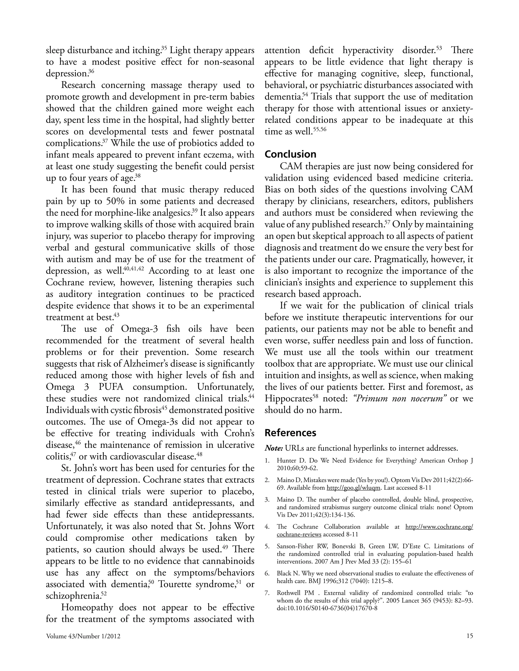 Evidence Based Medicine and CAM: A Review | PDF