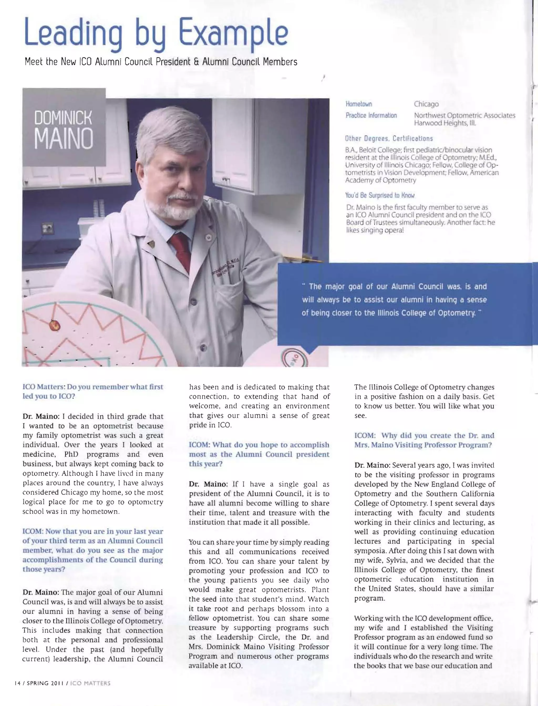 Dr. Dominick Maino, ICO Alumni Council President | PDF