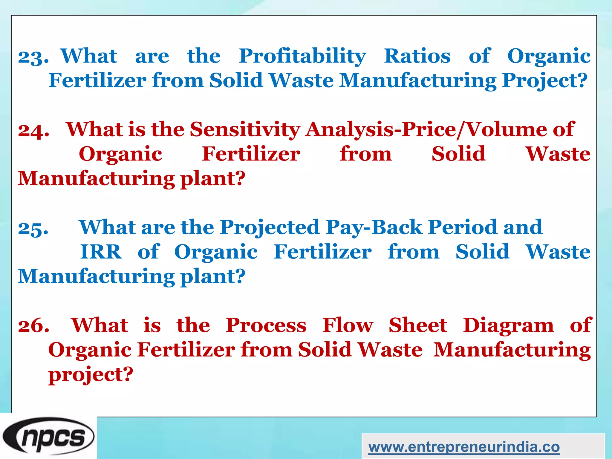 Manufacture of Organic Manure. Biofertilizer Production‎. | PPTX