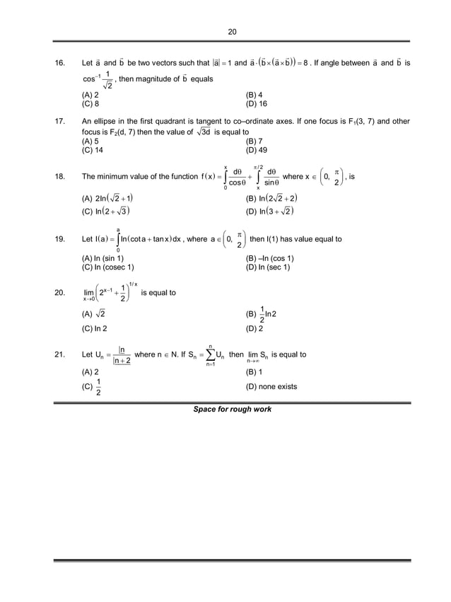 IIT - JEE Main 2016 Sample Paper 3 | PDF | Physics | Science