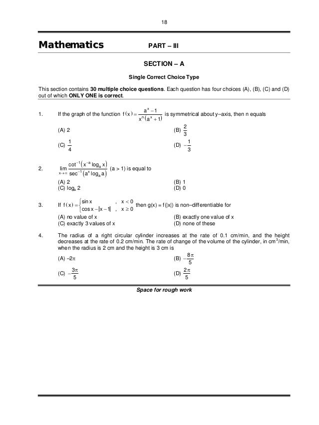 IIT - JEE Main 2016 Sample Paper -4