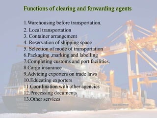 clearing and forwarding agents ppt | PPTX