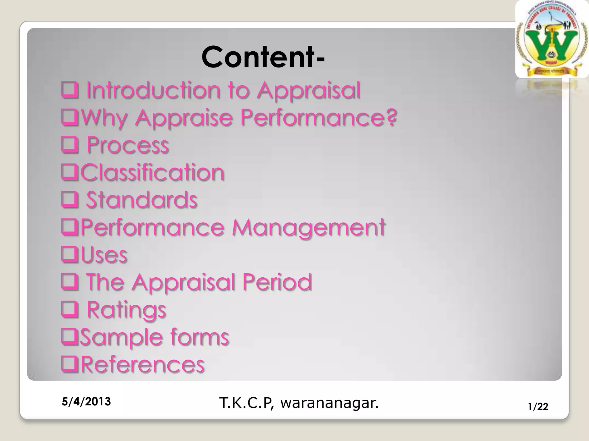 Performance Based Appraisal System in Pharmaceutical Industry | PPTX