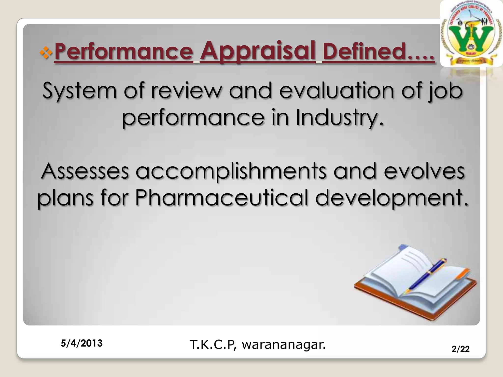 Performance Based Appraisal System in Pharmaceutical Industry | PPTX
