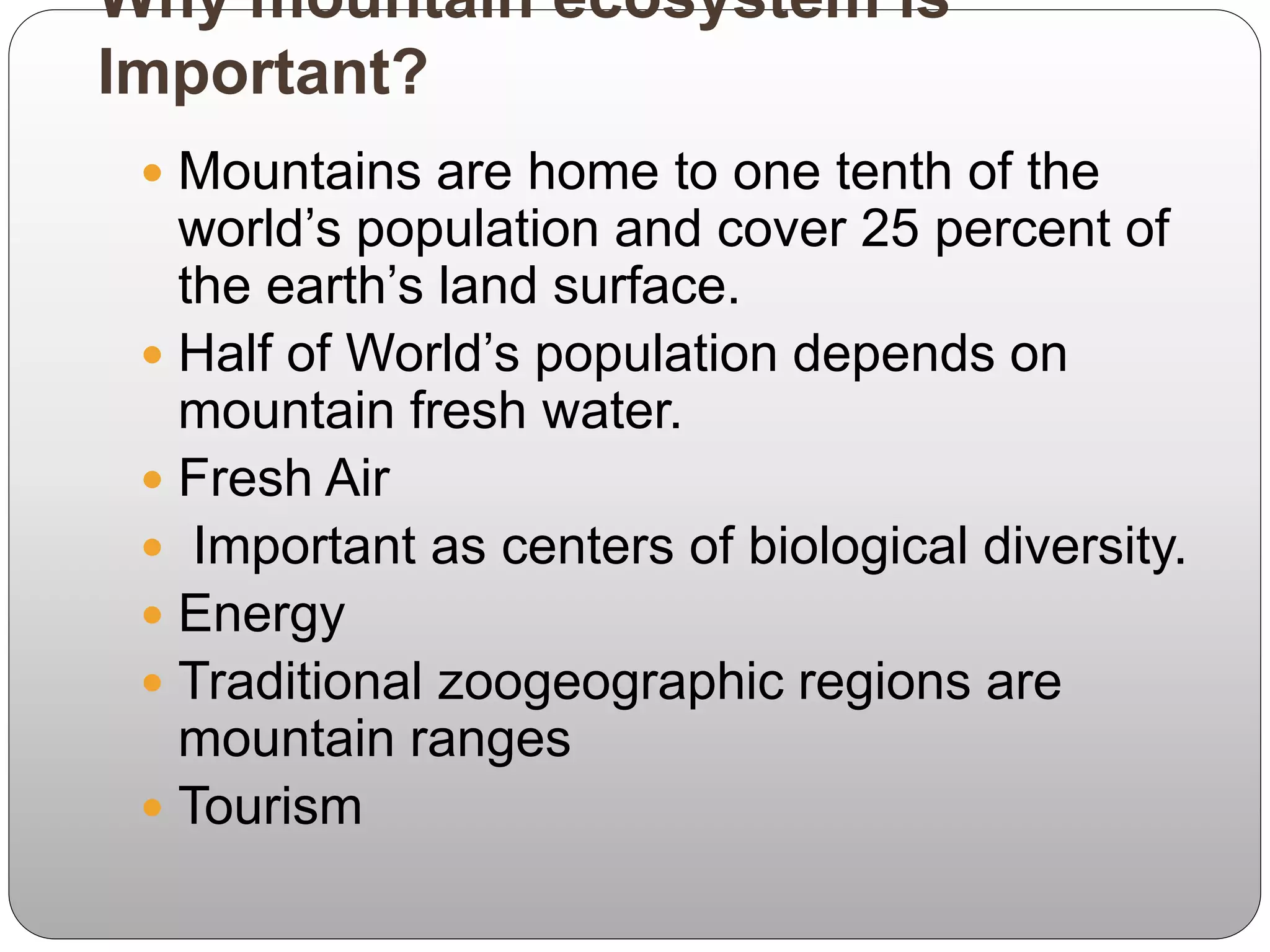 Presentation on mountain ecosystem | PPTX