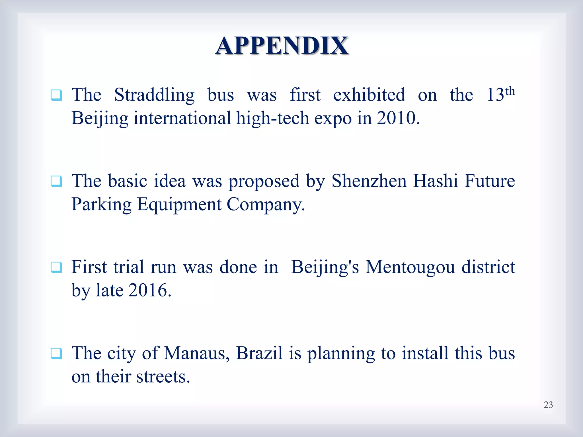 TRANSIT ELEVATED BUS (straddle bus) | PPTX