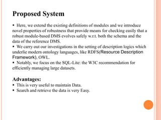 Robust Module based data management system | PPT