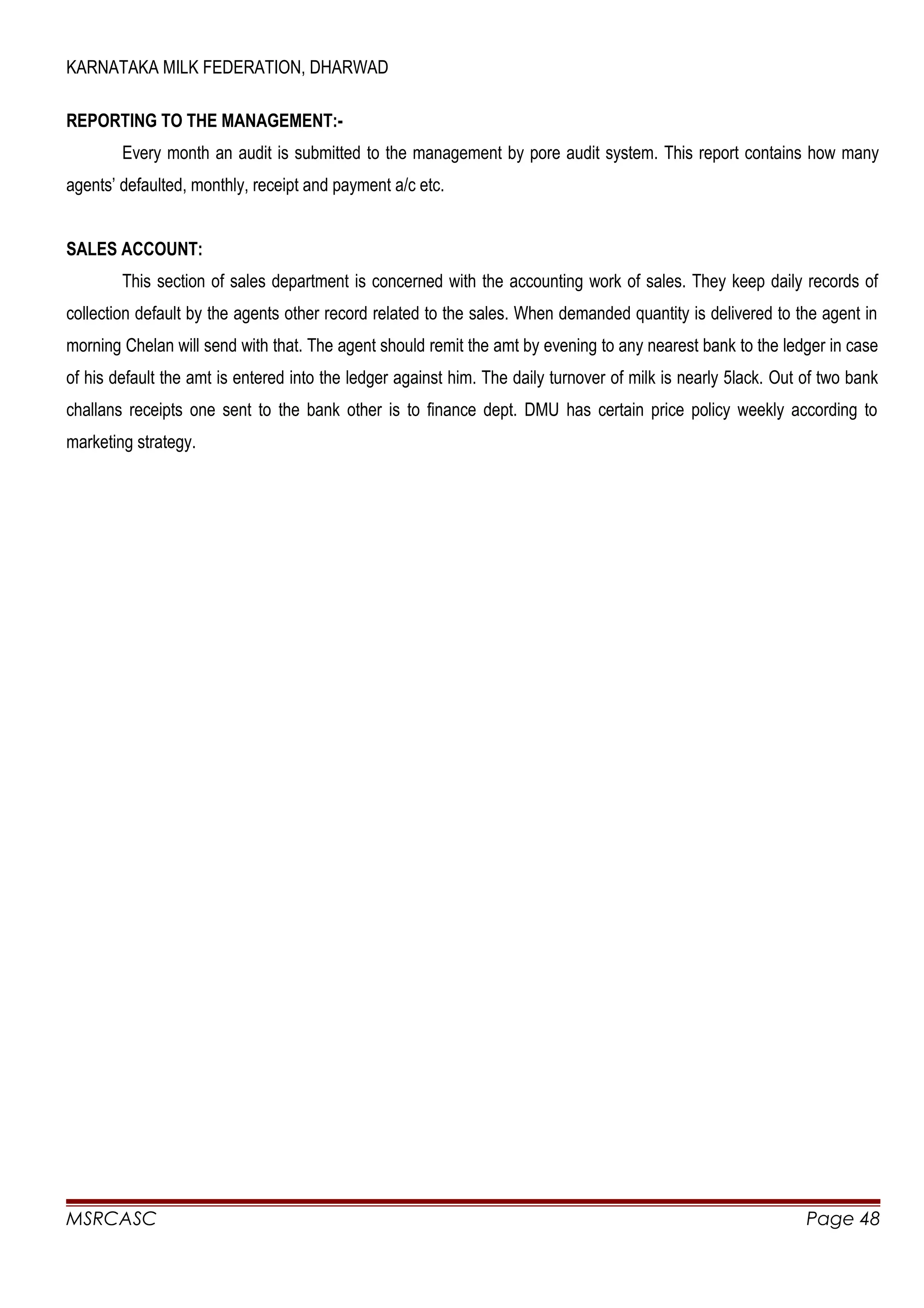 Samarth KMF dharwad project report | PDF