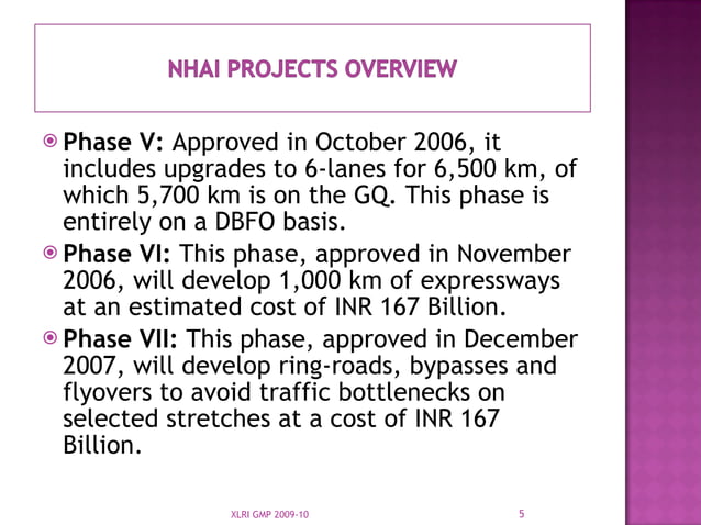 Project management in NHAI | PPT