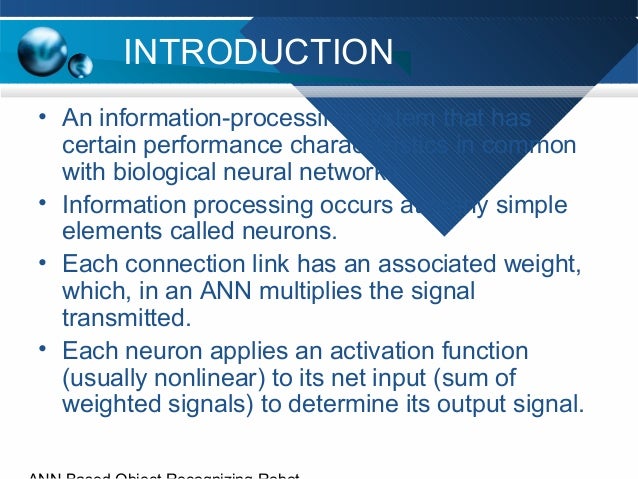 Artificial Neural Network Based Object Recognizing Robot