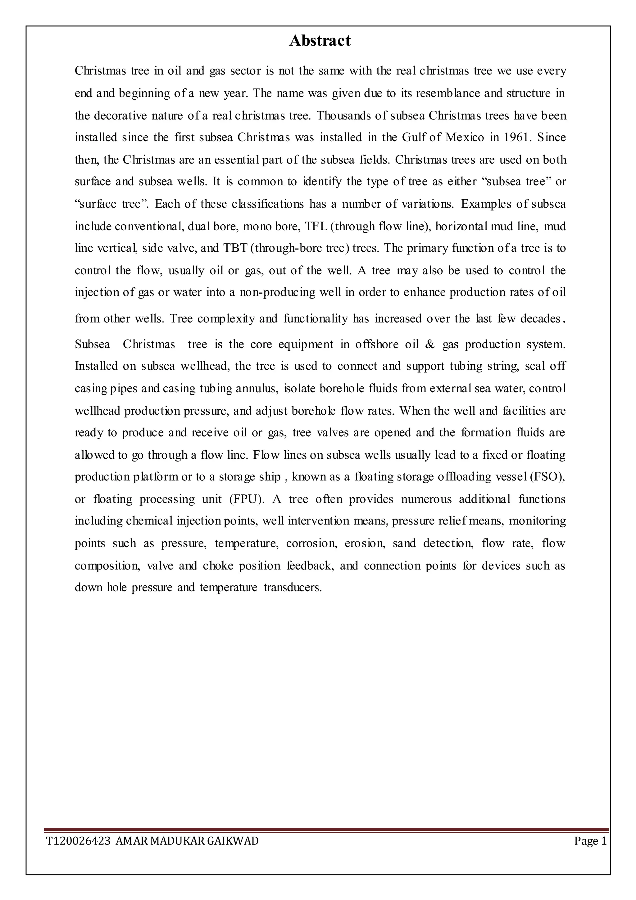 Report on horizontal vertical christmas tree | DOCX