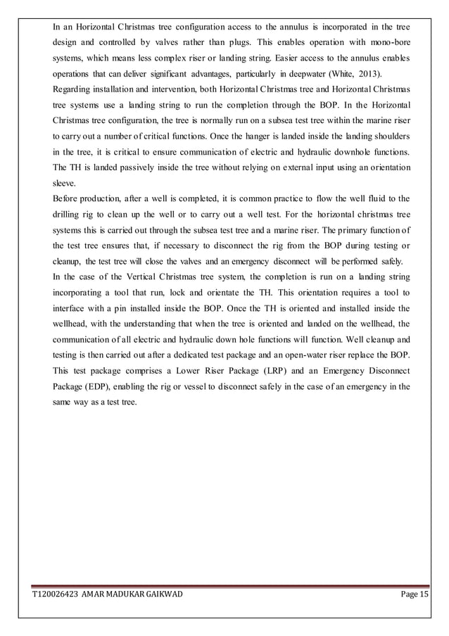 Report on horizontal vertical christmas tree | DOCX | Geology | Science