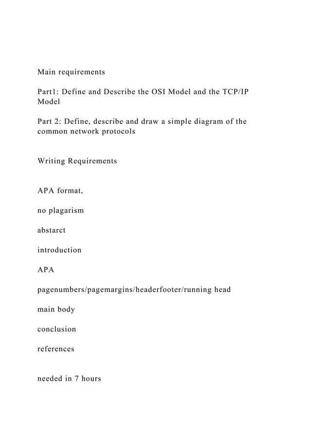 Main requirements Part1 Define and Describe the OSI Model a.docx