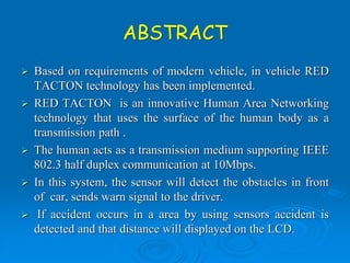 RED TACTON BASED ACCIDENT AVOIDANCE SYSTEM | PPTX | Smartphones ...