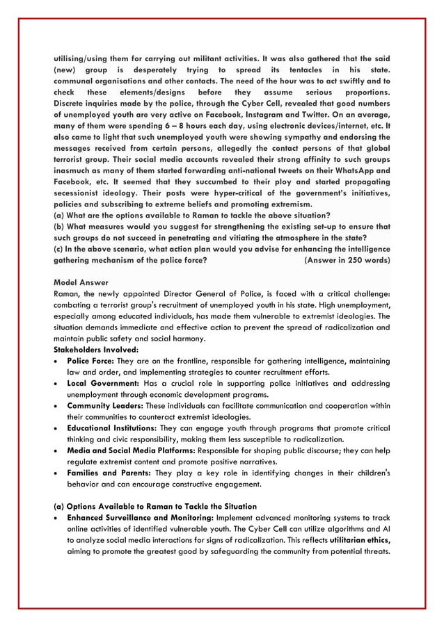 UPSC Mains 2024 GS 4 Paper Model Answers | PDF