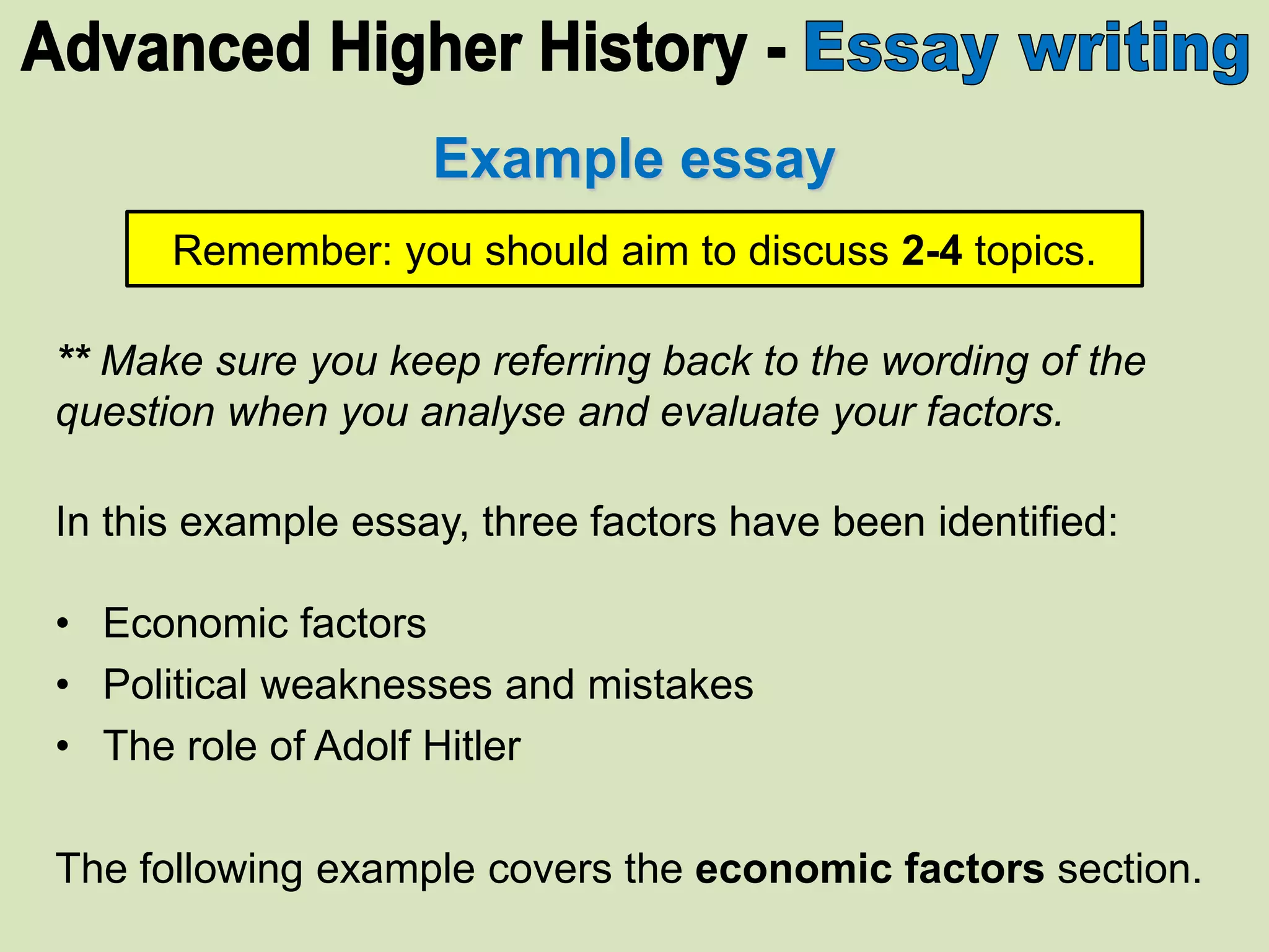 Main section - Advanced Higher History essay | PPT