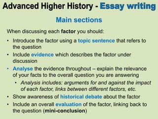 Main section - Advanced Higher History essay | PPTX