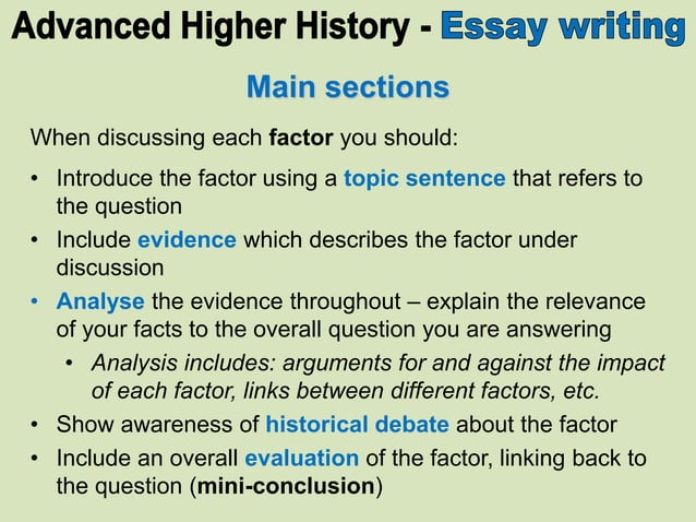 Main section - Advanced Higher History essay | PPT
