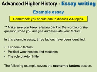 Main section - Advanced Higher History essay | PPTX