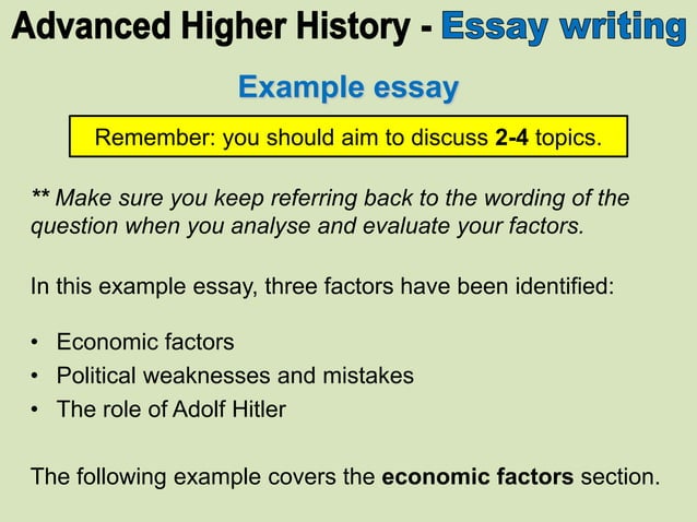 Main section - Advanced Higher History essay | PPTX