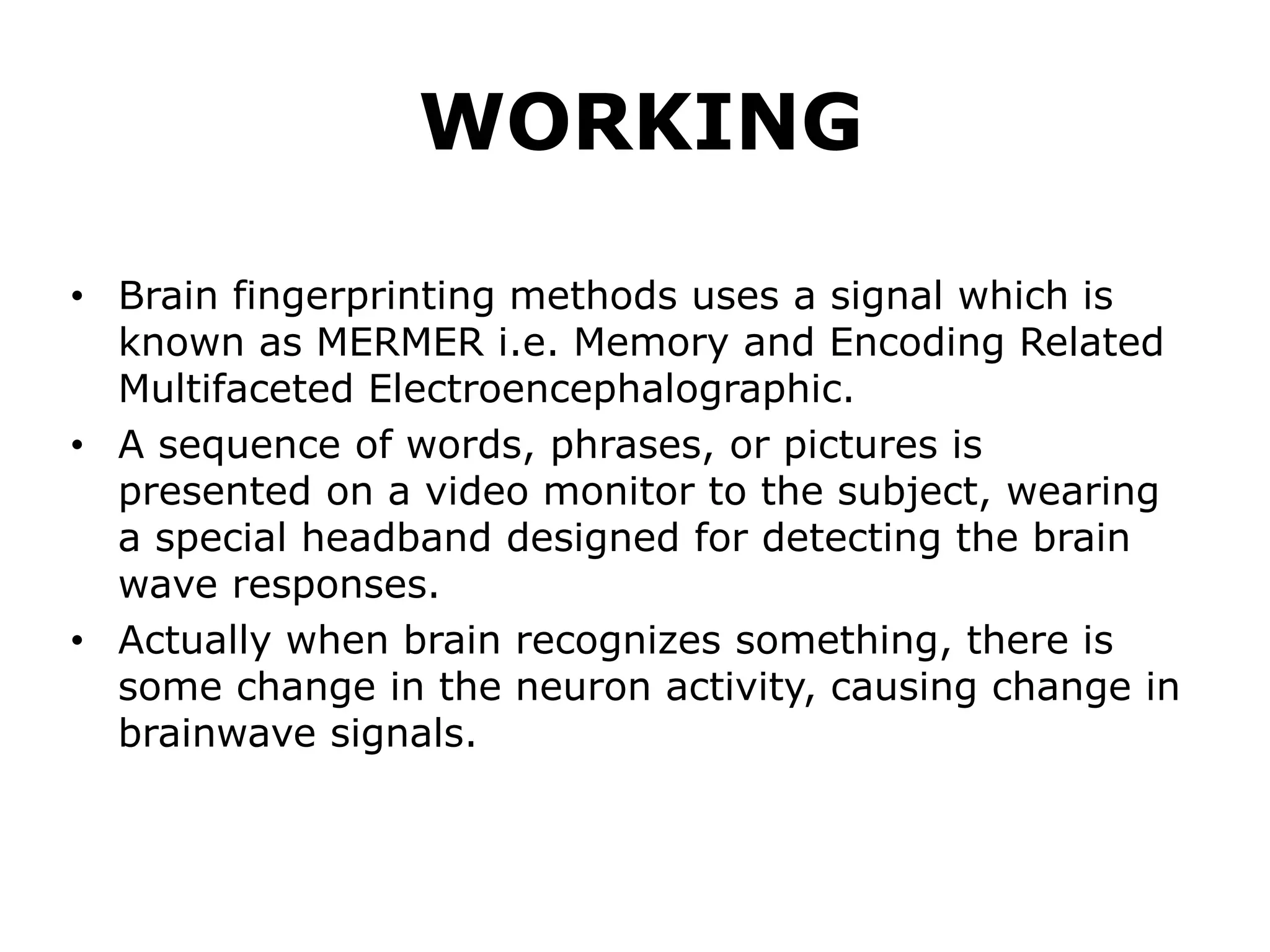 Brain fingerprinting technology seminar presentation | PPTX