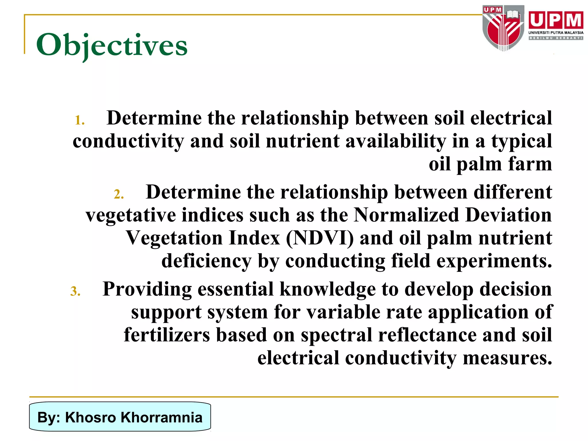 OIL PALM LEAF NUTRIENT ESTIMATION USING OPTICAL SENSORS | PPT