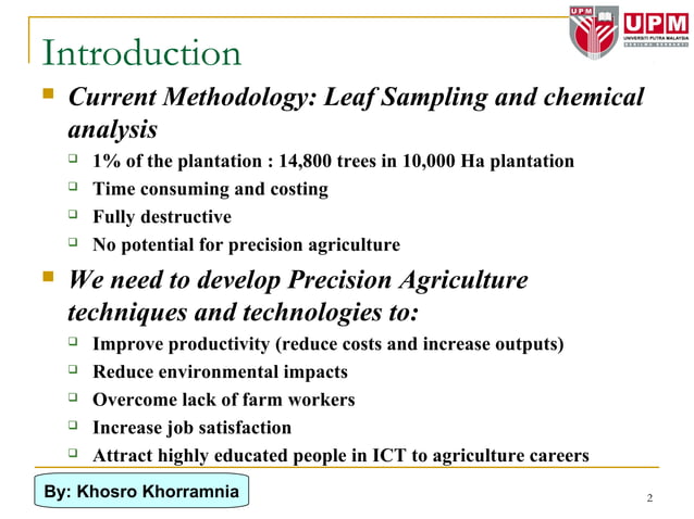OIL PALM LEAF NUTRIENT ESTIMATION USING OPTICAL SENSORS | PPT