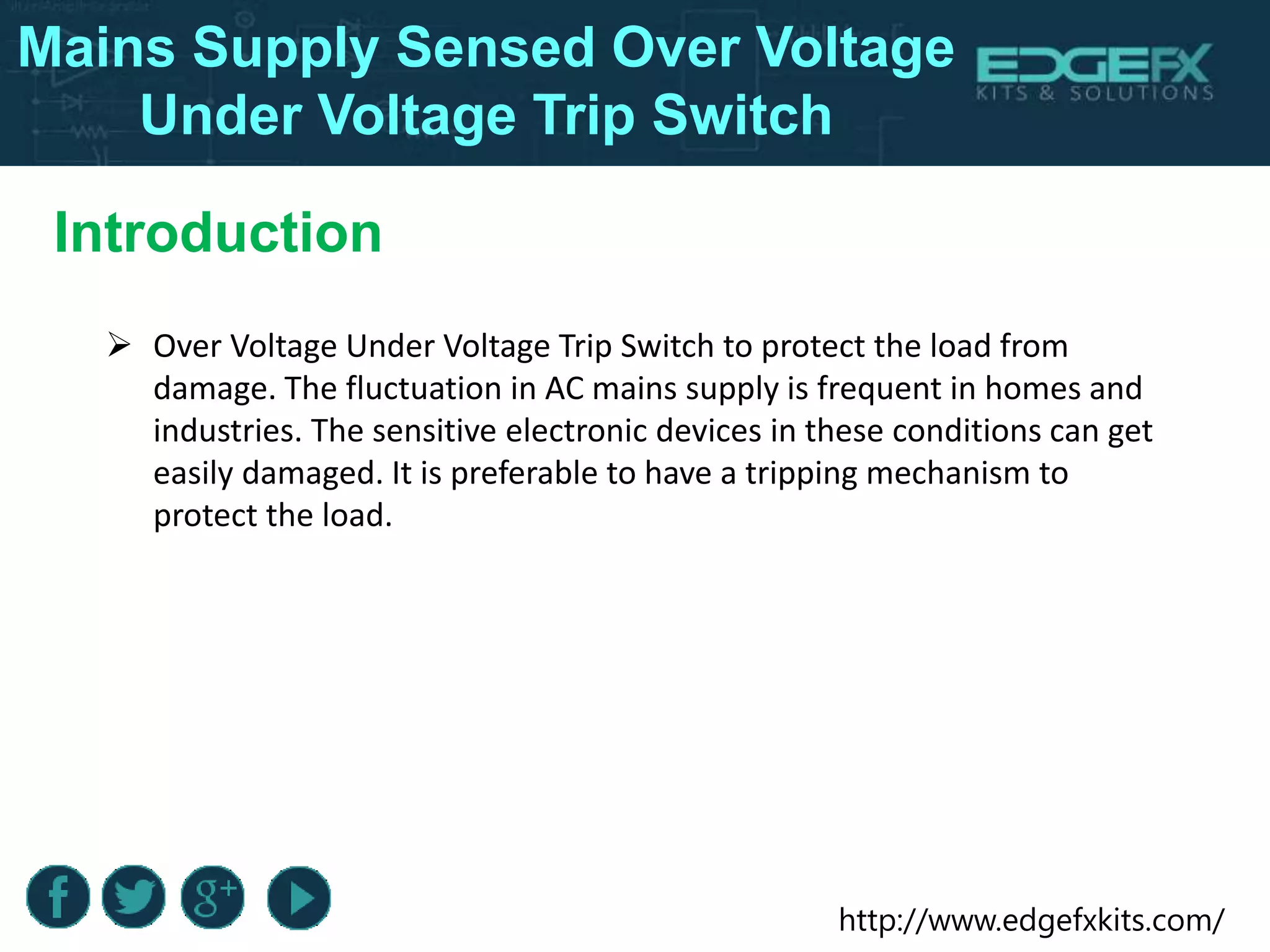Mains operated under voltage over voltage trip switch | PPTX
