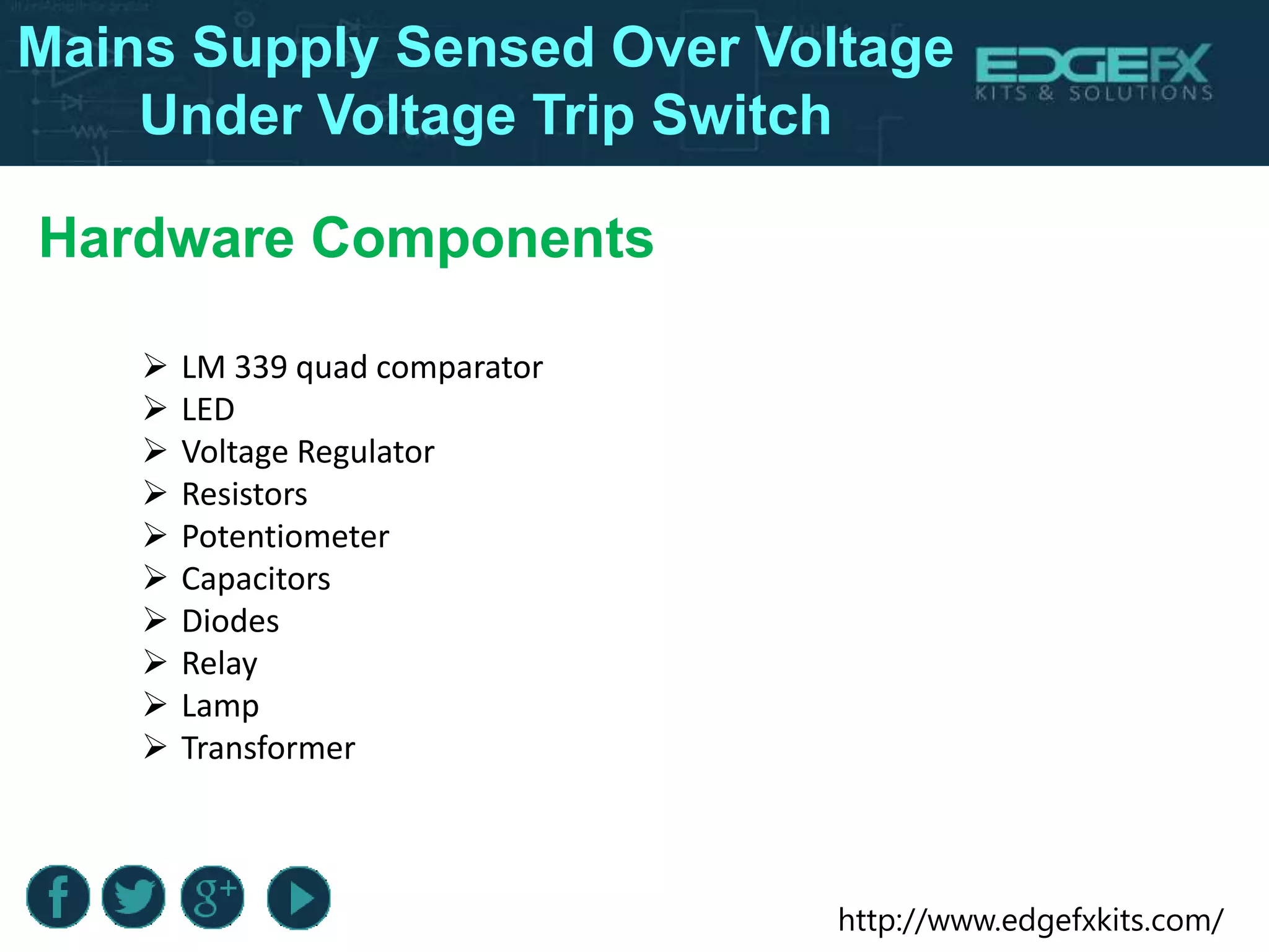 Mains operated under voltage over voltage trip switch | PPTX