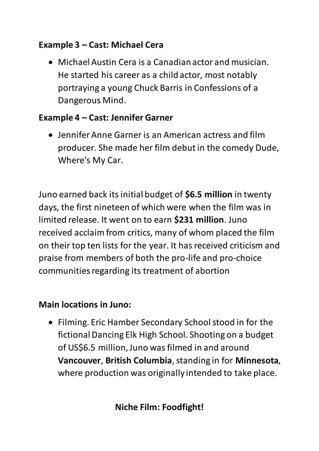 Mainstream, independent and niche film | DOCX