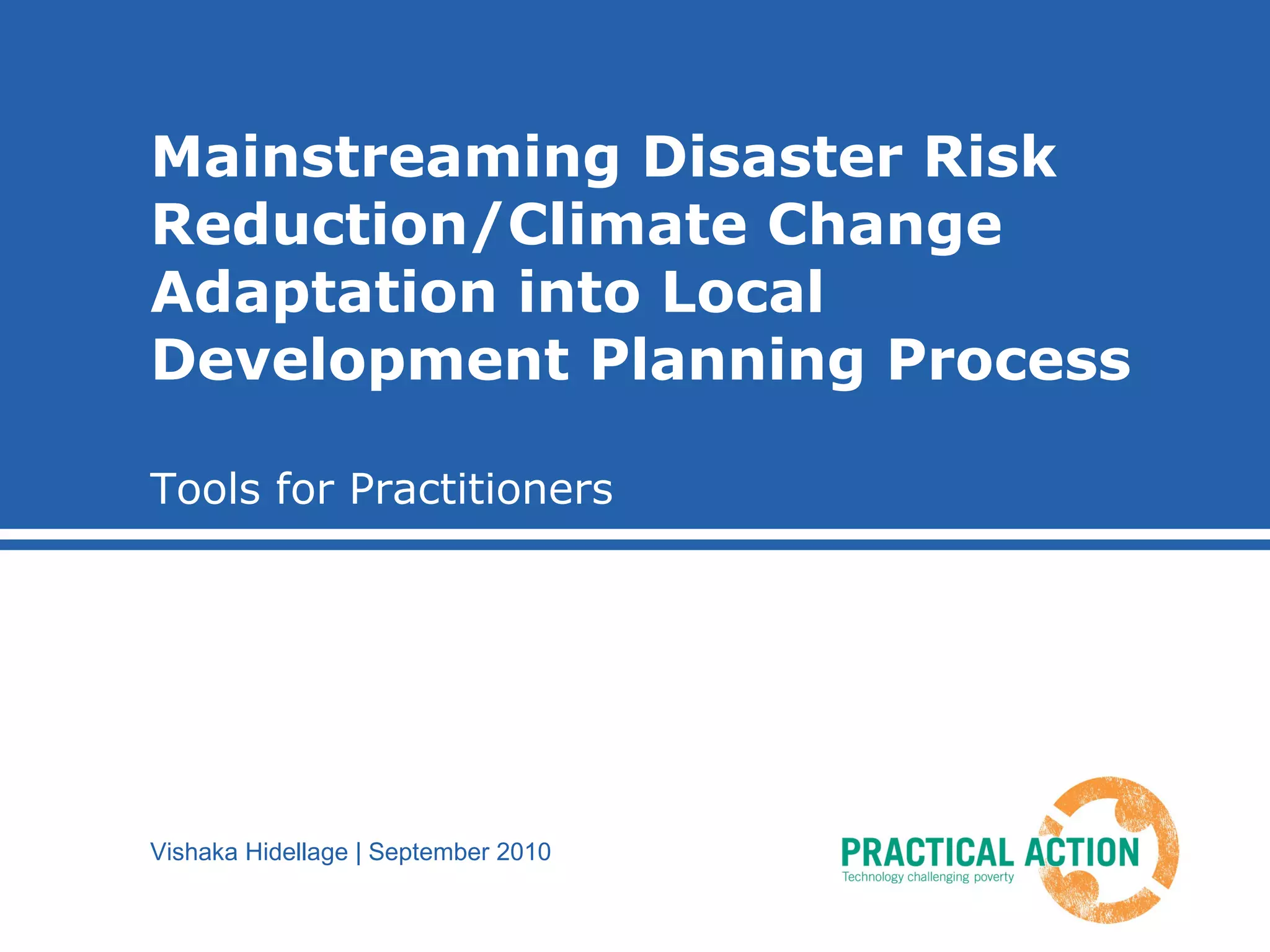 Mainstreaming Disaster Risk Reduction/Climate Change Adaptation into ...