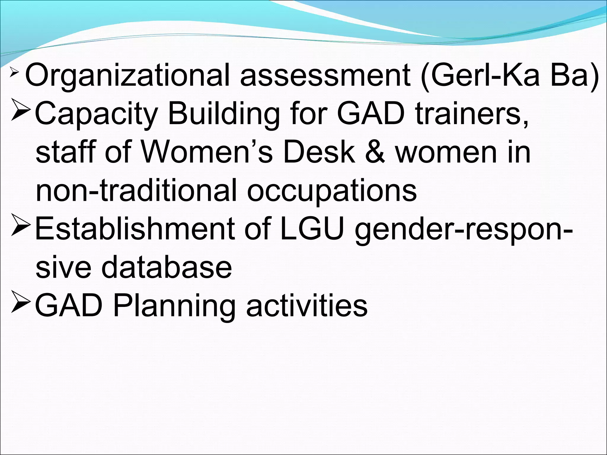 Mainstreaming gad budget presentation | PPT