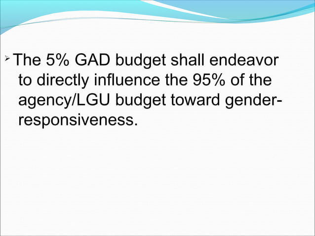 Mainstreaming gad budget presentation | PPT
