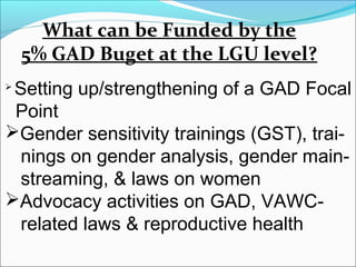 Mainstreaming gad budget presentation | PPT