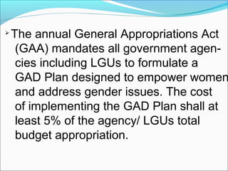 Mainstreaming gad budget presentation | PPT