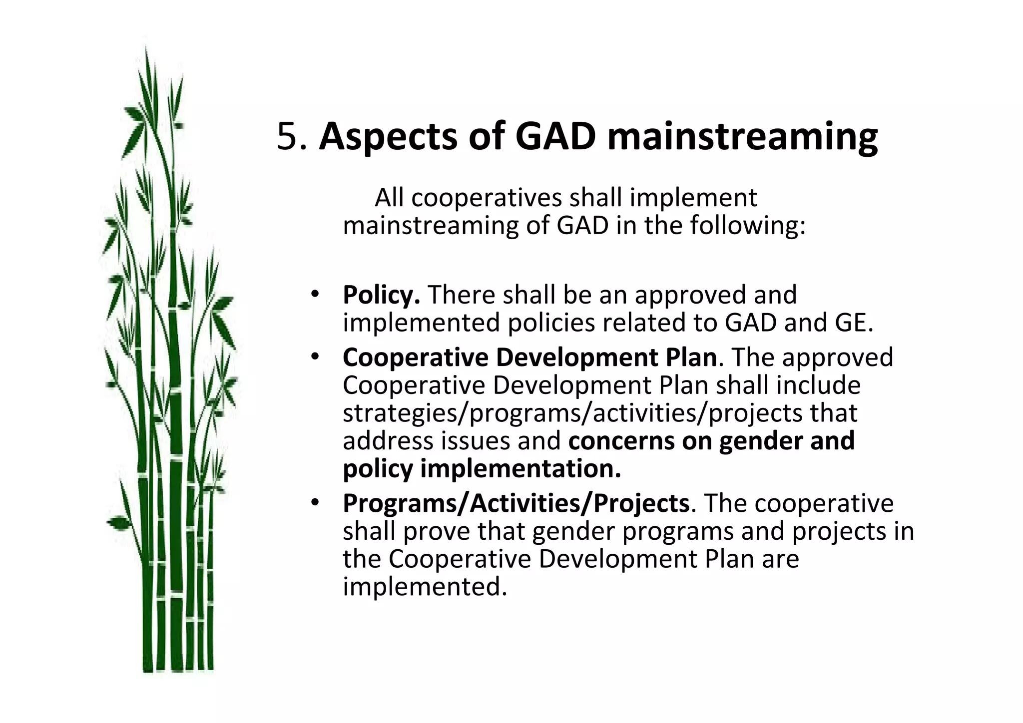 Mainstreaming Gender and Development (GAD) in Cooperatives | PDF