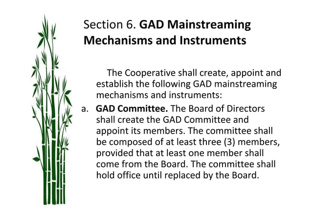 Mainstreaming Gender and Development (GAD) in Cooperatives | PDF