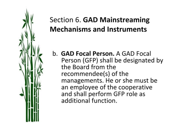 Mainstreaming Gender and Development (GAD) in Cooperatives | PDF