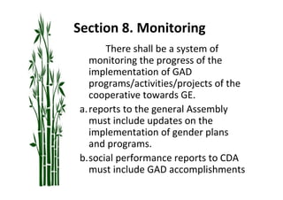 Mainstreaming Gender and Development (GAD) in Cooperatives | PDF