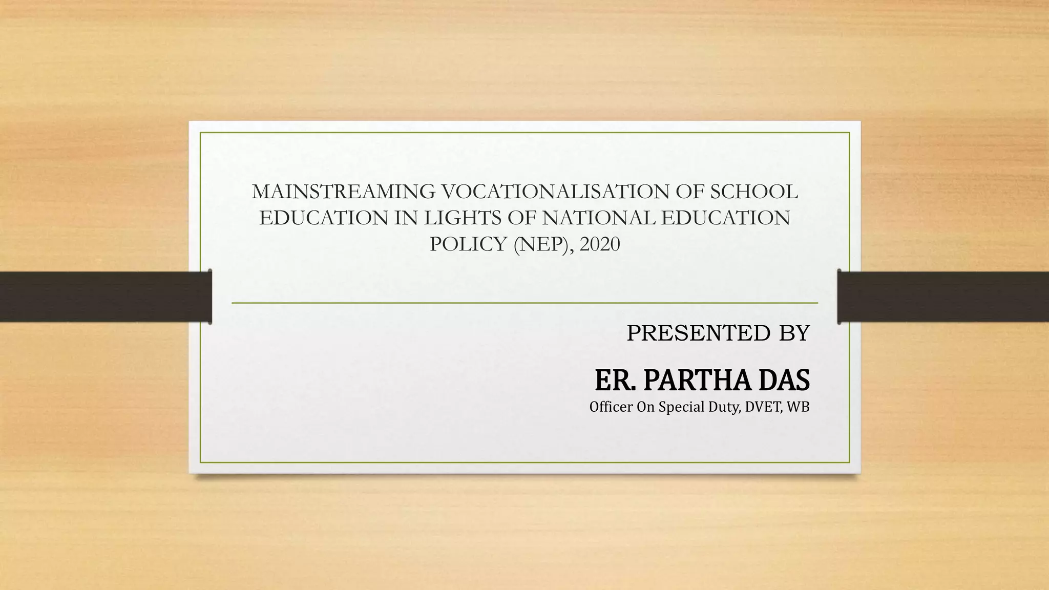 mainstreaming vocationalisation of school education | PPTX