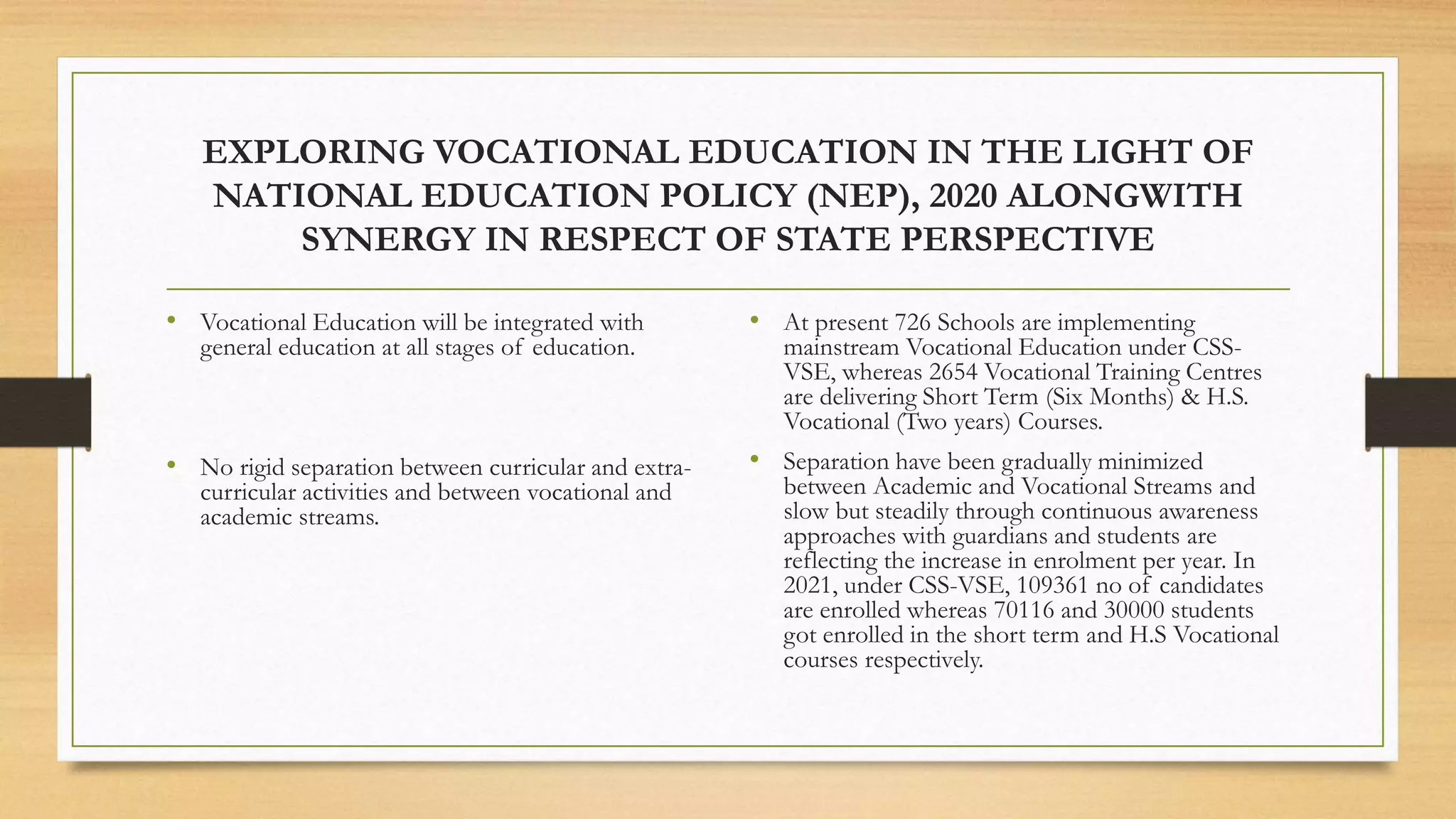 mainstreaming vocationalisation of school education | PPTX