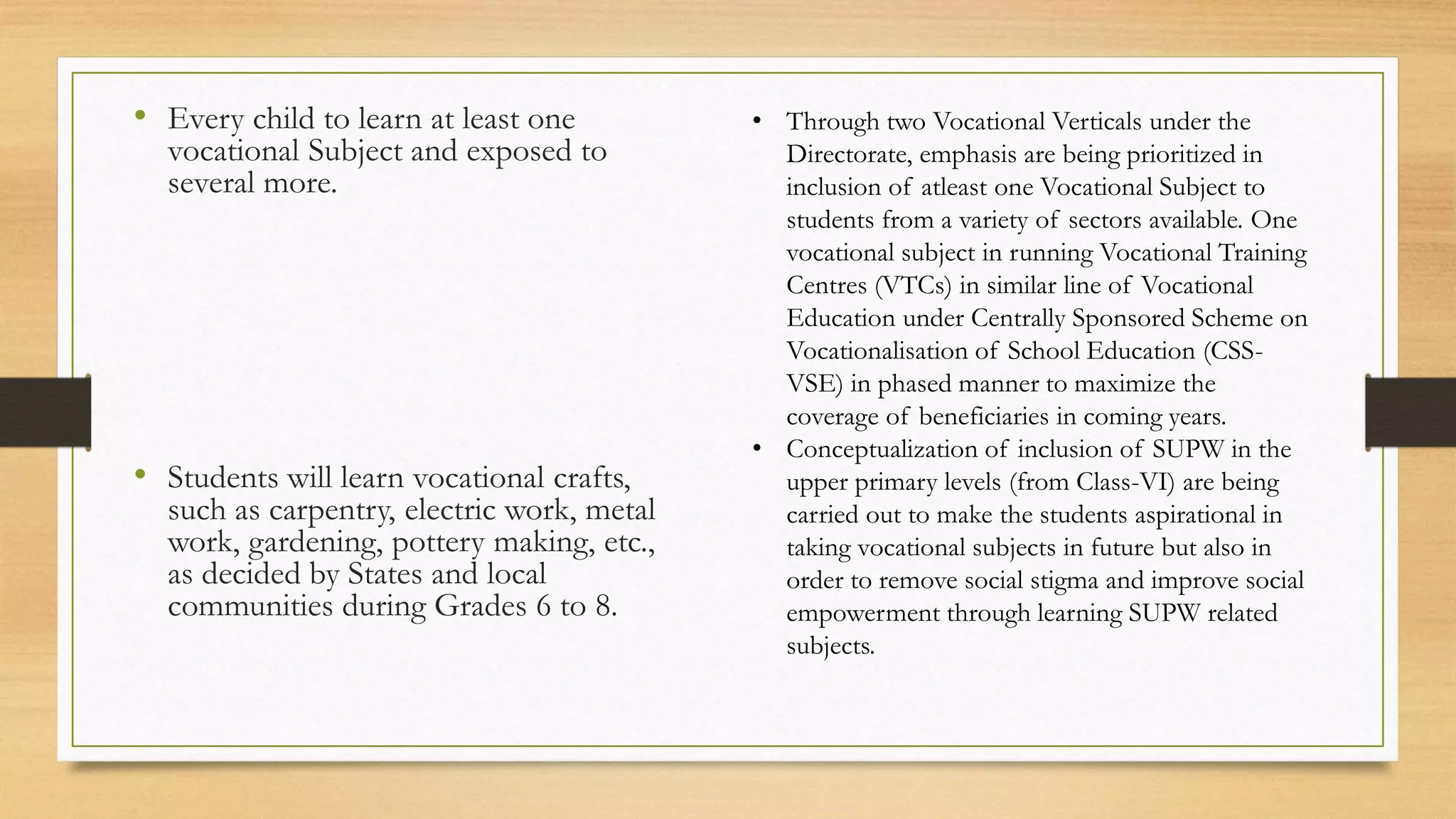 mainstreaming vocationalisation of school education | PPTX