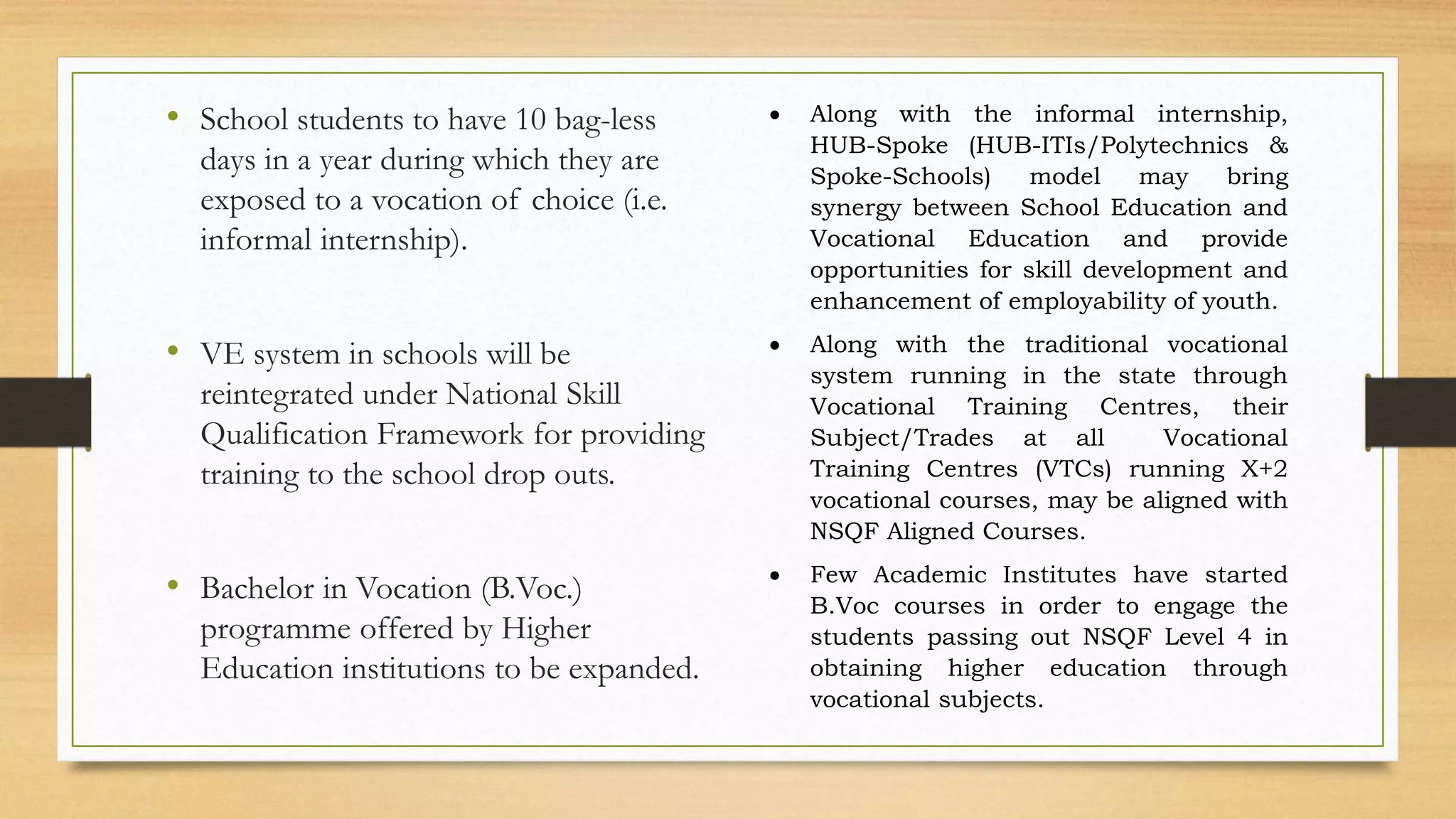 mainstreaming vocationalisation of school education | PPTX