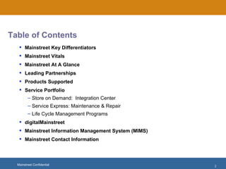 Mainstreet inc Capabilities Overview | PPT